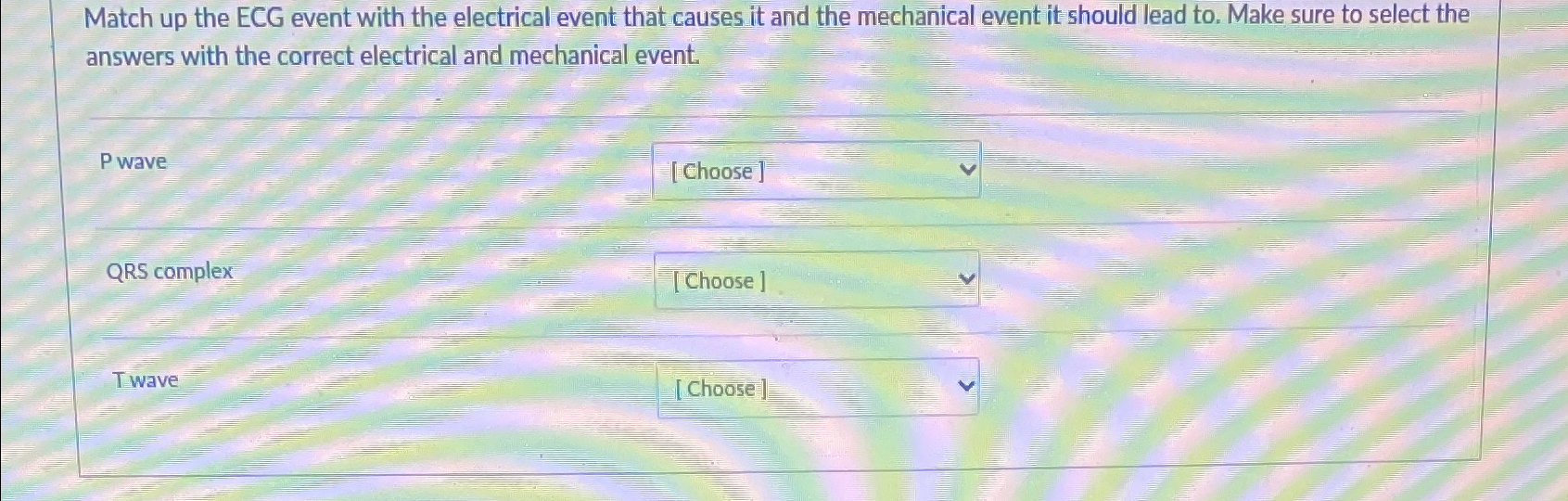 Solved Match up the ECG event with the electrical event that | Chegg.com