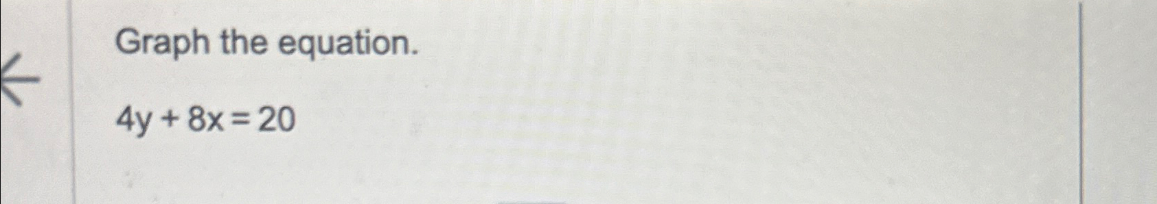 Solved Graph the equation.4y+8x=20 | Chegg.com