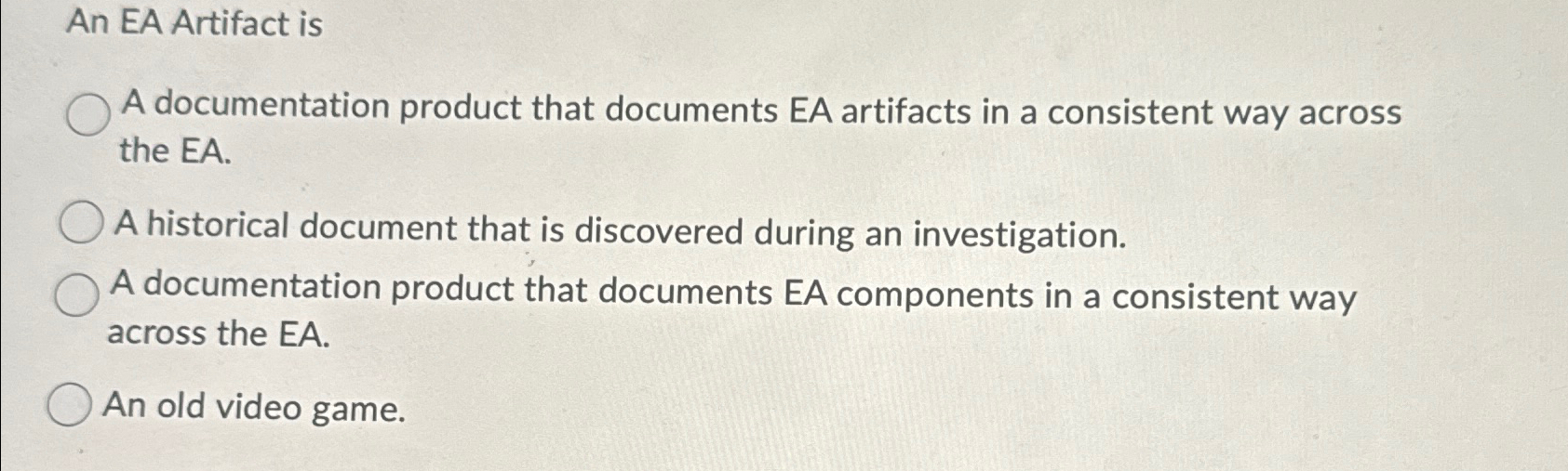 Solved An EA Artifact isA documentation product that | Chegg.com