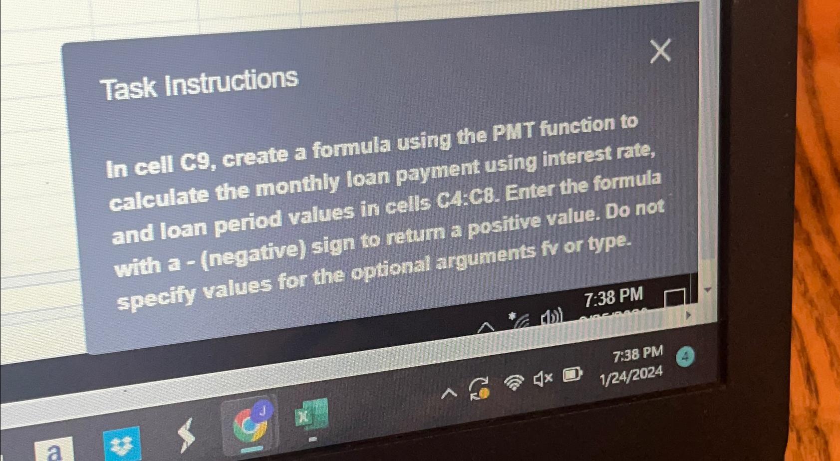 Solved Task InstructionsIn cell C9, ﻿create a formula using | Chegg.com