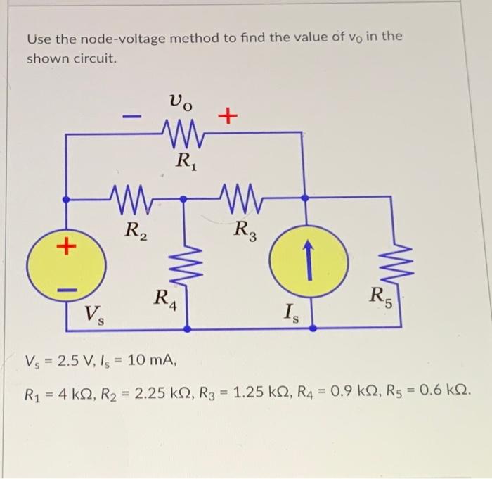 Solved use the node voltage method to find the value Vo in | Chegg.com