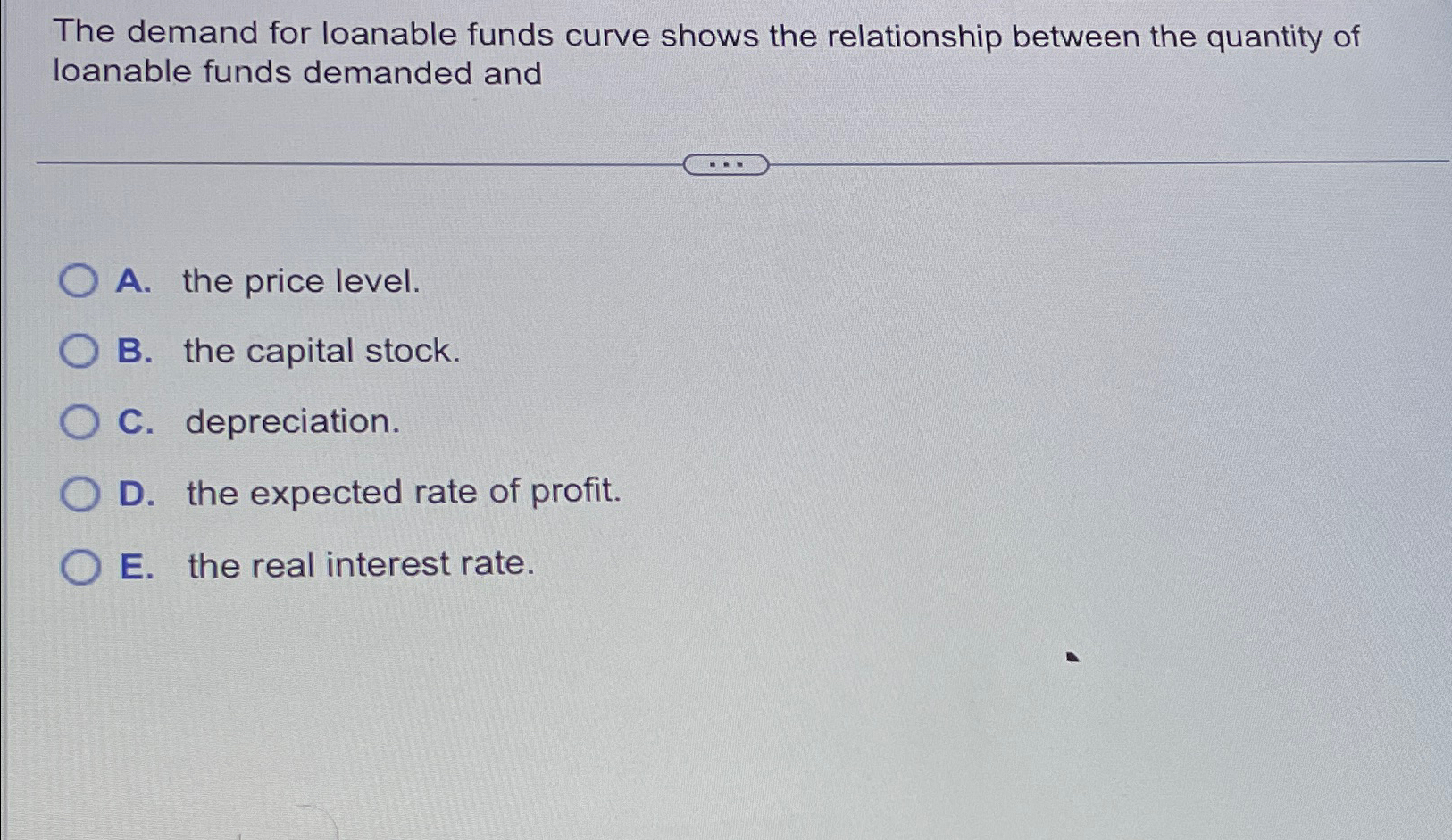 Solved The demand for loanable funds curve shows the | Chegg.com
