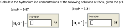 Solved Calculate the hydronium ion concentrations of the | Chegg.com
