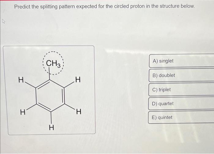Solved Predict the splitting pattern expected for the | Chegg.com