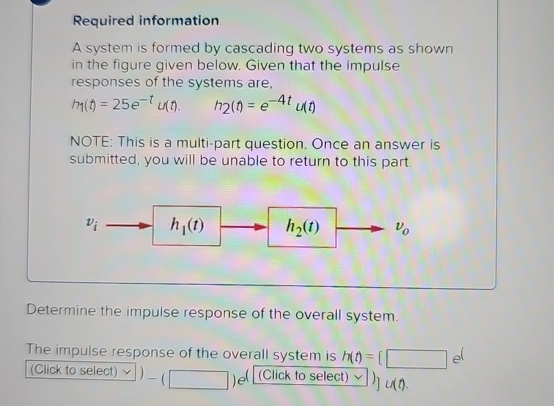 Solved Required informationA system is formed by cascading | Chegg.com