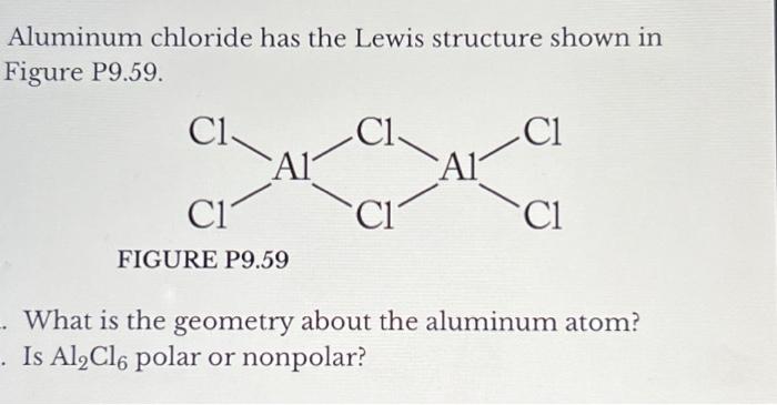 Solved Aluminum chloride has the Lewis structure shown in | Chegg.com