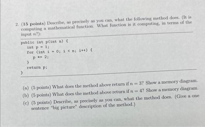 Solved 2. (15 points) Describe, as precisely as you can, | Chegg.com