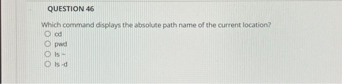 Solved Which command displays the absolute path name of the | Chegg.com