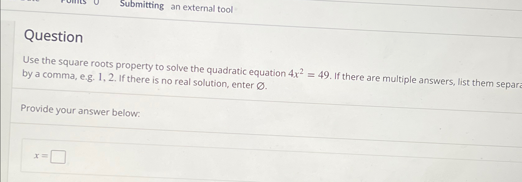 Solved Submitting an external toolQuestionUse the square | Chegg.com