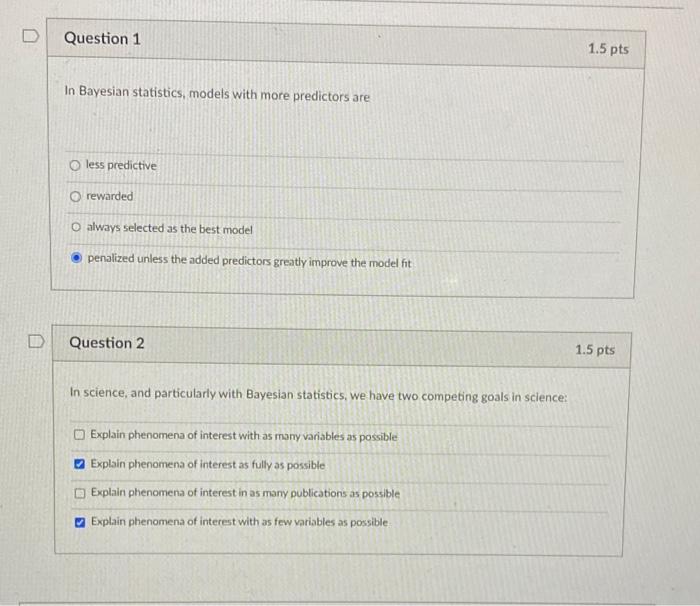Solved In Bayesian statistics, models with more predictors | Chegg.com