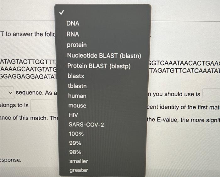 Solved Look up the unknown sequence below using BLAST to | Chegg.com