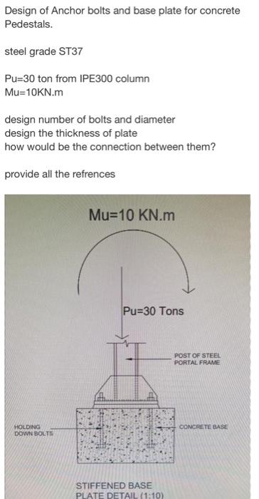 Solved Design of Anchor bolts and base plate for concrete | Chegg.com