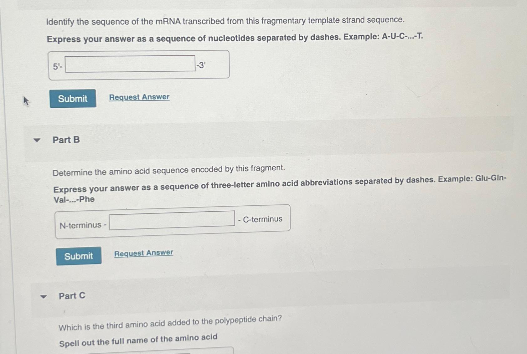 Solved Identify the sequence of the mRNA transcribed from | Chegg.com