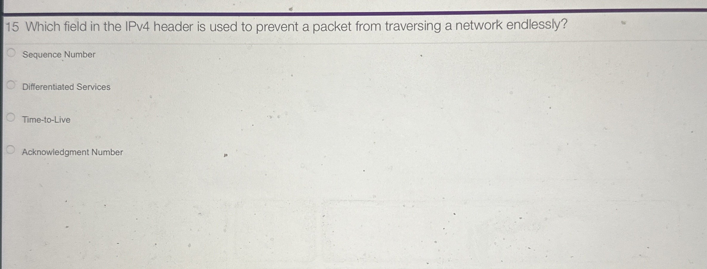 Solved 15 ﻿Which field in the IPv4 ﻿header is used to | Chegg.com