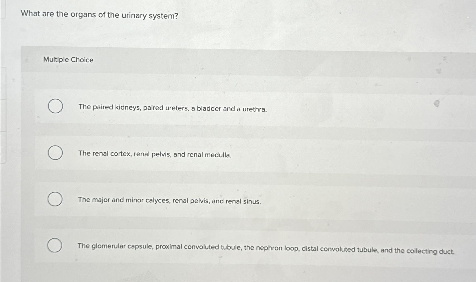 Solved What are the organs of the urinary system?Multiple | Chegg.com