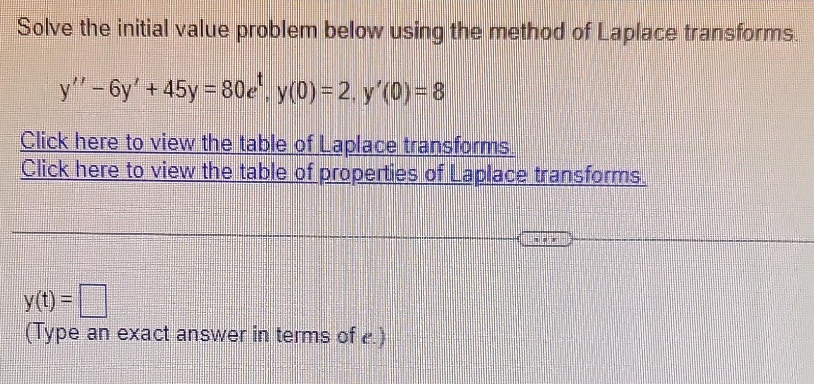 Solved Solve the initial value problem below using the | Chegg.com