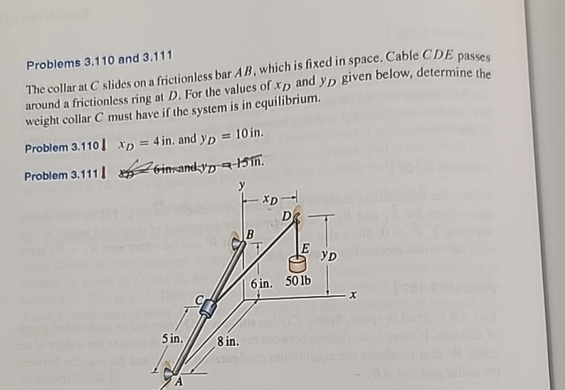 Solved Problems 3.110 and 3.111\\nThe collar at C slides on | Chegg.com