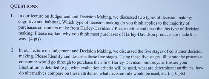 Solved QUESTIONS 1. In our lecture on Judgement and Decision | Chegg.com