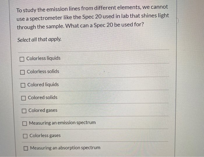 Solved To study the emission lines from different elements, | Chegg.com