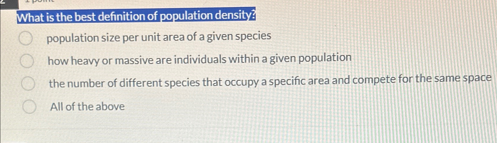 Solved What is the best definition of population | Chegg.com