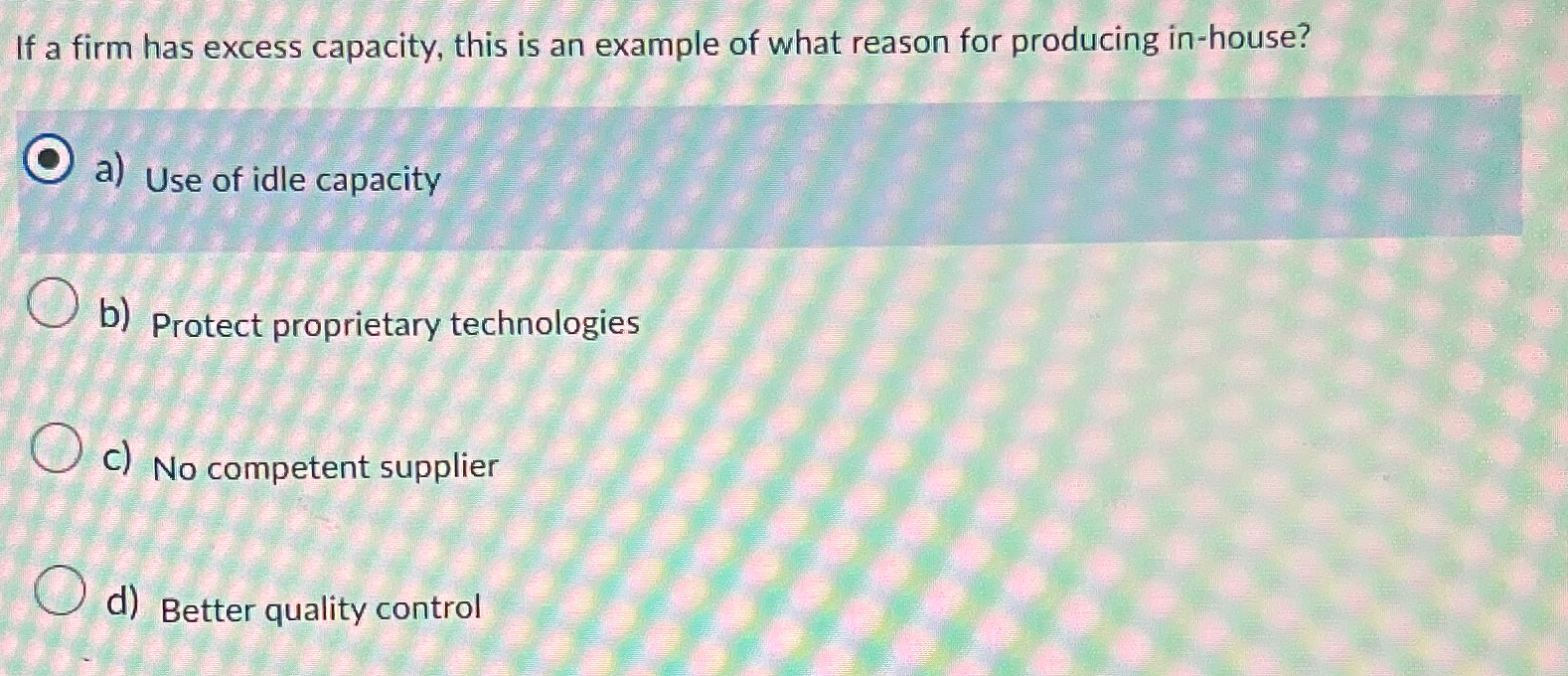 Solved If a firm has excess capacity, this is an example of | Chegg.com
