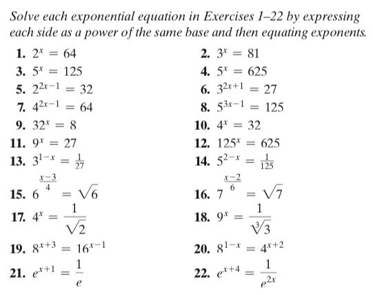 Solved Solve each exponential equation in Exercises 1-22 ﻿by | Chegg.com