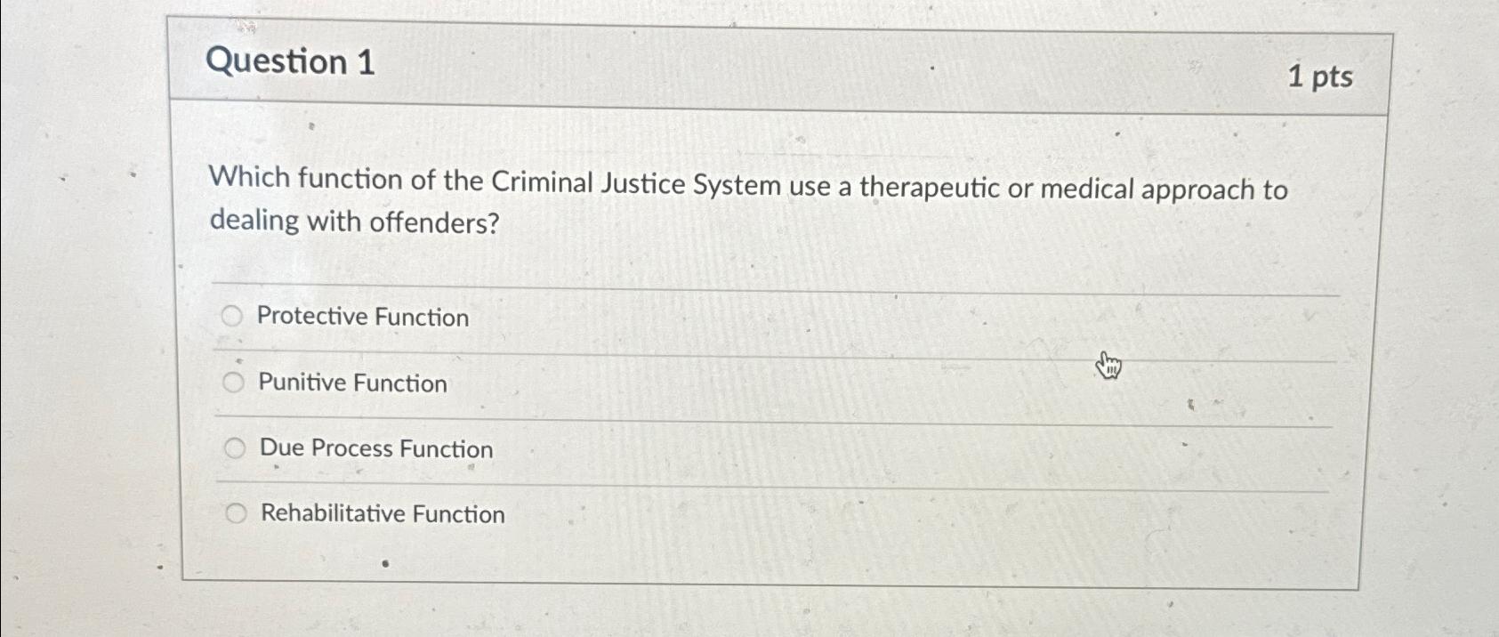 Solved Question 11 ﻿ptsWhich function of the Criminal | Chegg.com