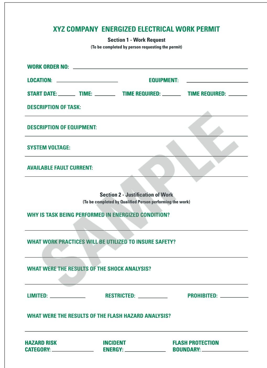 XYZ COMPANY ENERGIZED ELECTRICAL WORK PERMIT Section | Chegg.com