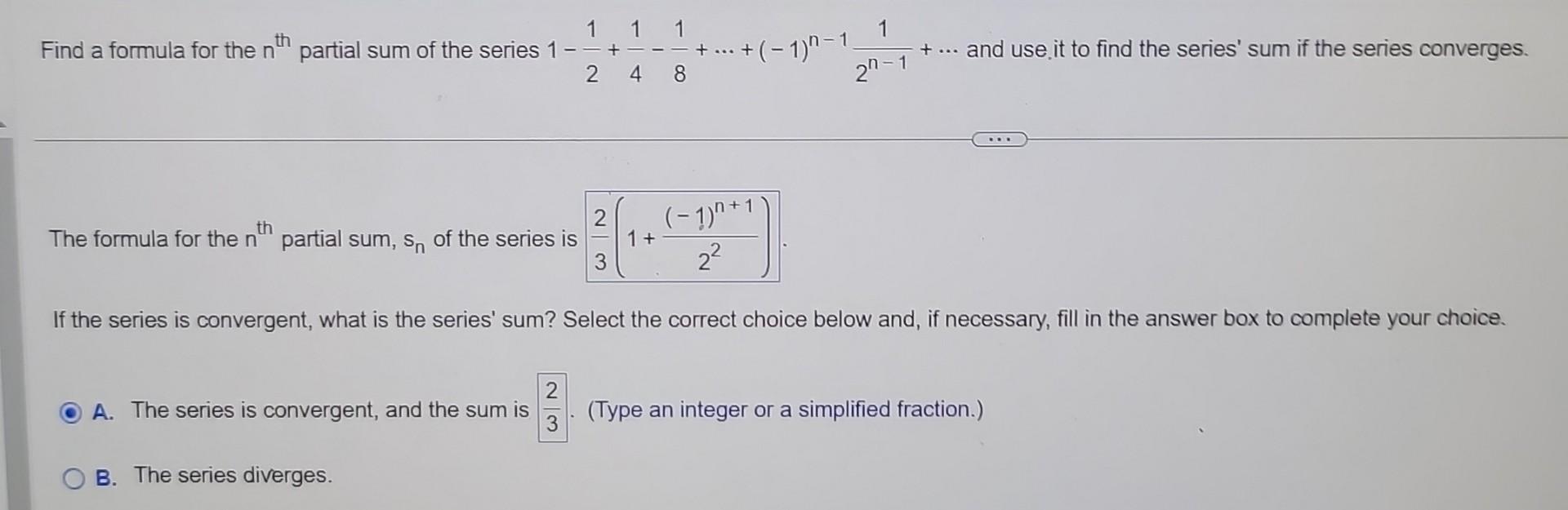 Solved find a formula for the nth partial sum of the series | Chegg.com