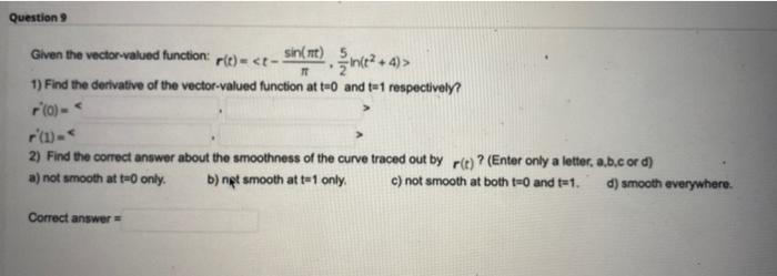 Solved Given the vector-valued function: | Chegg.com