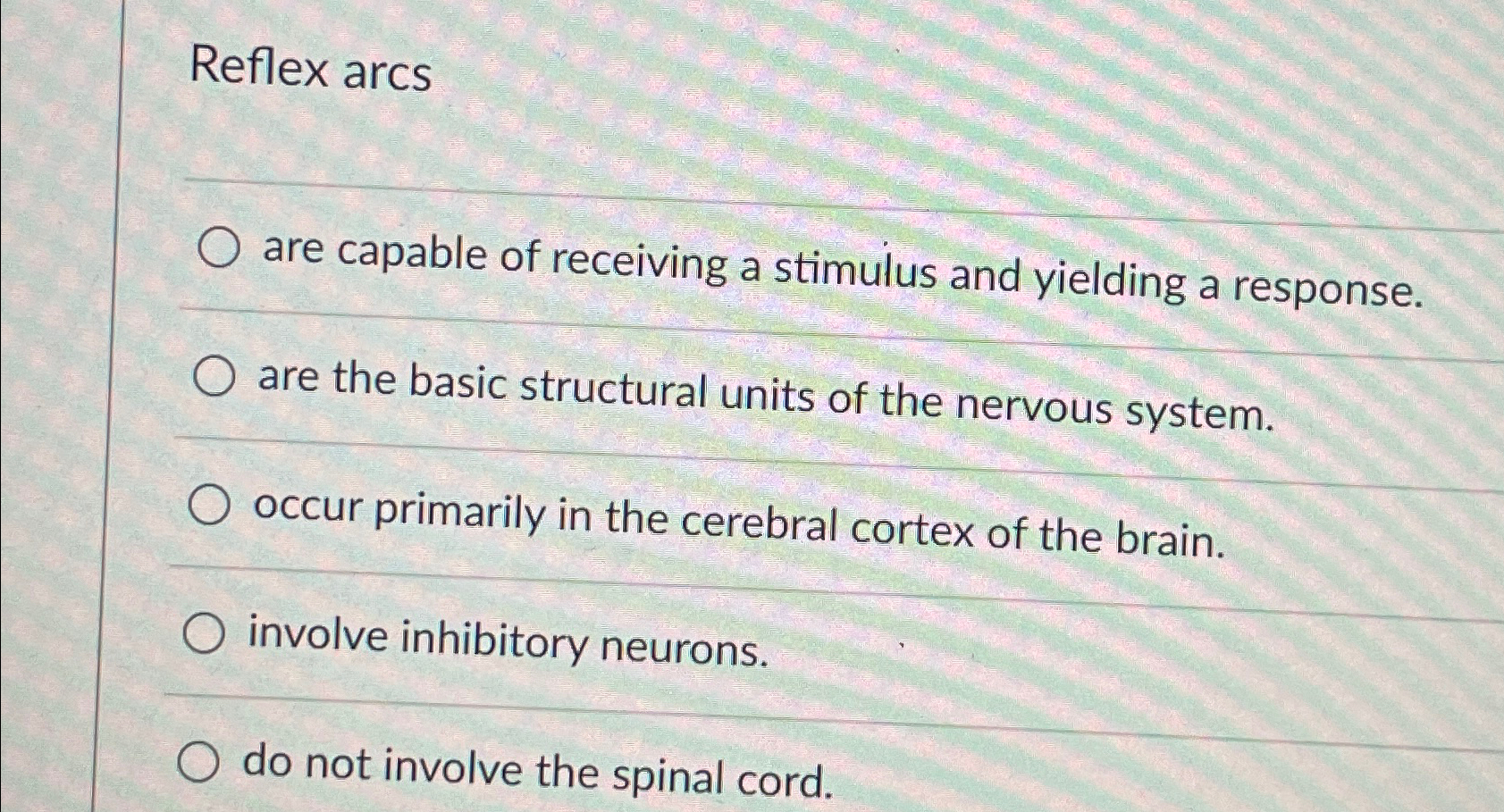Solved Reflex arcsare capable of receiving a stimulus and | Chegg.com