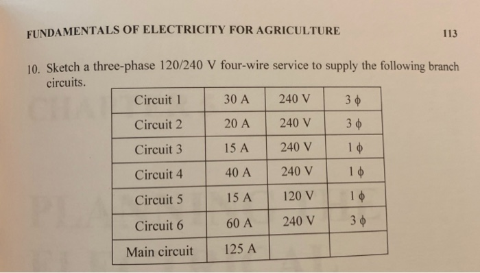 Solved FUNDAMENTALS OF ELECTRICITY FOR AGRICULTURE 113 10. | Chegg.com