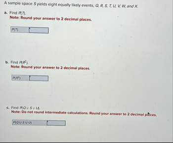 Solved A sample space S ﻿yields eight equally likely events, | Chegg.com