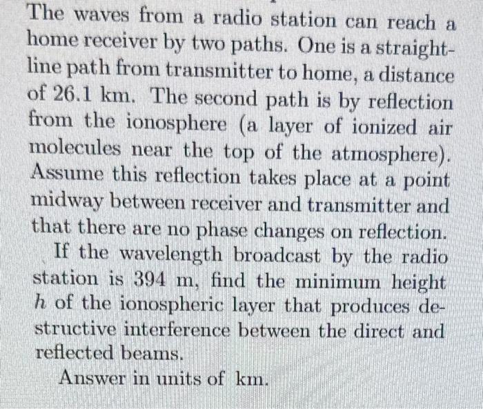 Solved The waves from a radio station can reach a home | Chegg.com