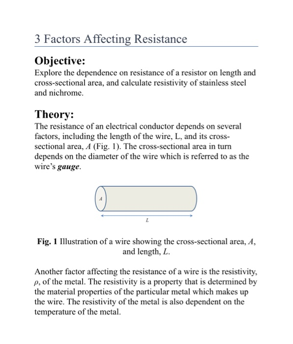 Solved 3 Factors Affecting Resistance Objective: Explore the | Chegg.com