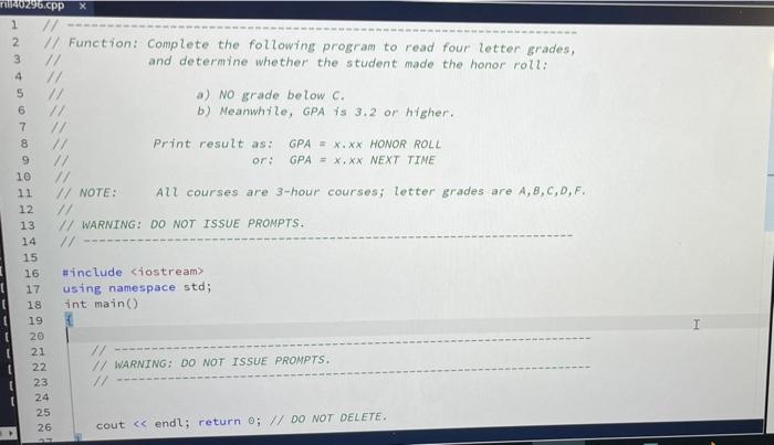 Solved 1/ Function: Complete the following program to read | Chegg.com