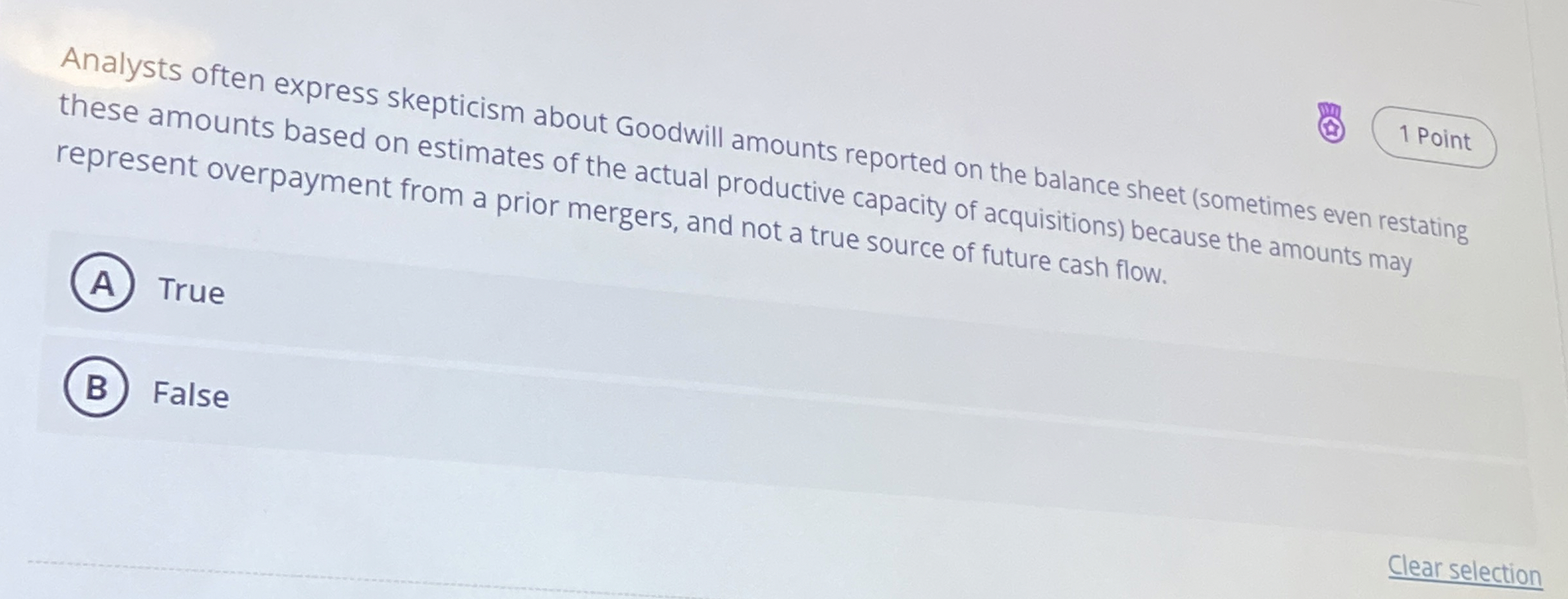 Solved Analysts often express skepticism about Goodwill | Chegg.com