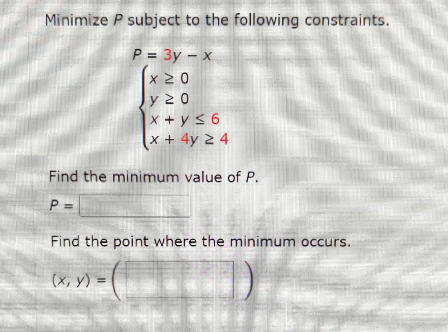 Solved Maximize P subject to the following constraints. | Chegg.com