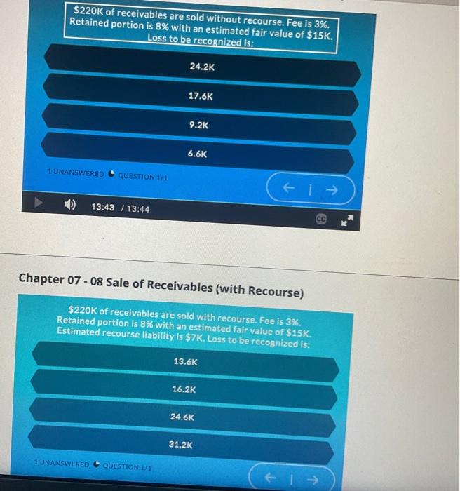 Solved Chapter 07-08 Sale of Receivables (with Recourea) | Chegg.com
