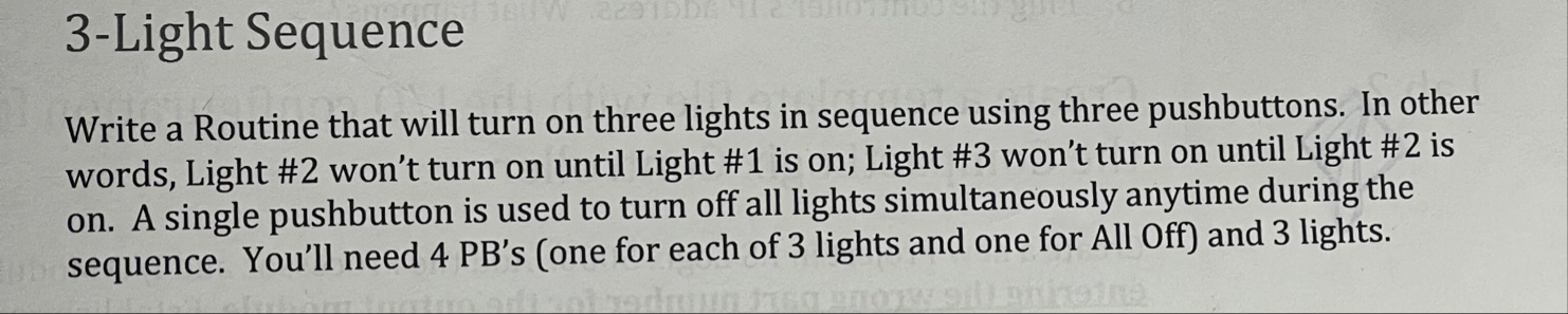 3-Light SequenceWrite a Routine that will turn on | Chegg.com