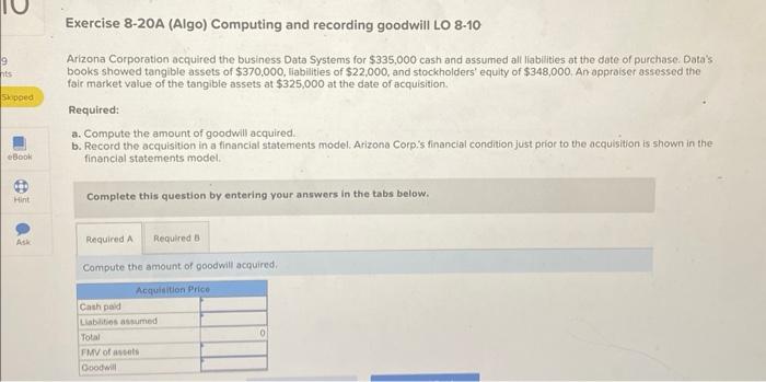 Solved Exercise 8-20A (Algo) Computing and recording | Chegg.com