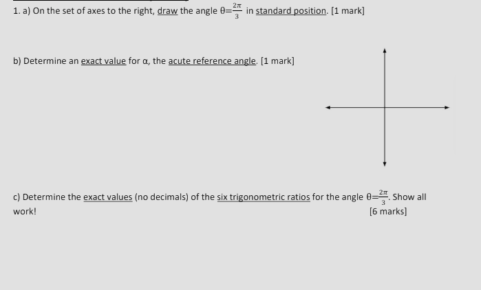 Solved a) ﻿On the set of axes to the right, ) ﻿the angle | Chegg.com