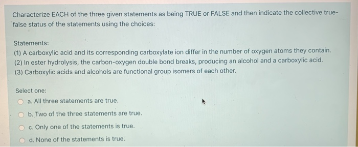 Solved Characterize EACH of the three given statements as | Chegg.com