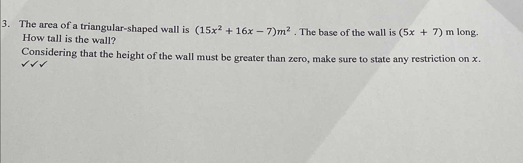 Solved The area of a triangular-shaped wall is | Chegg.com