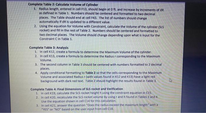 Solved Complete Table 1: Constants and Equations, Inputs 1. | Chegg.com