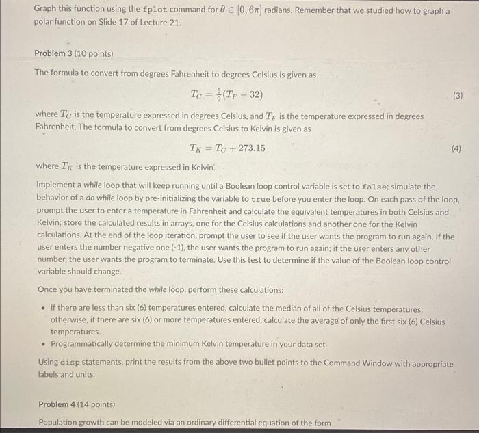 Solved Create a single script (.m file) to solve these | Chegg.com