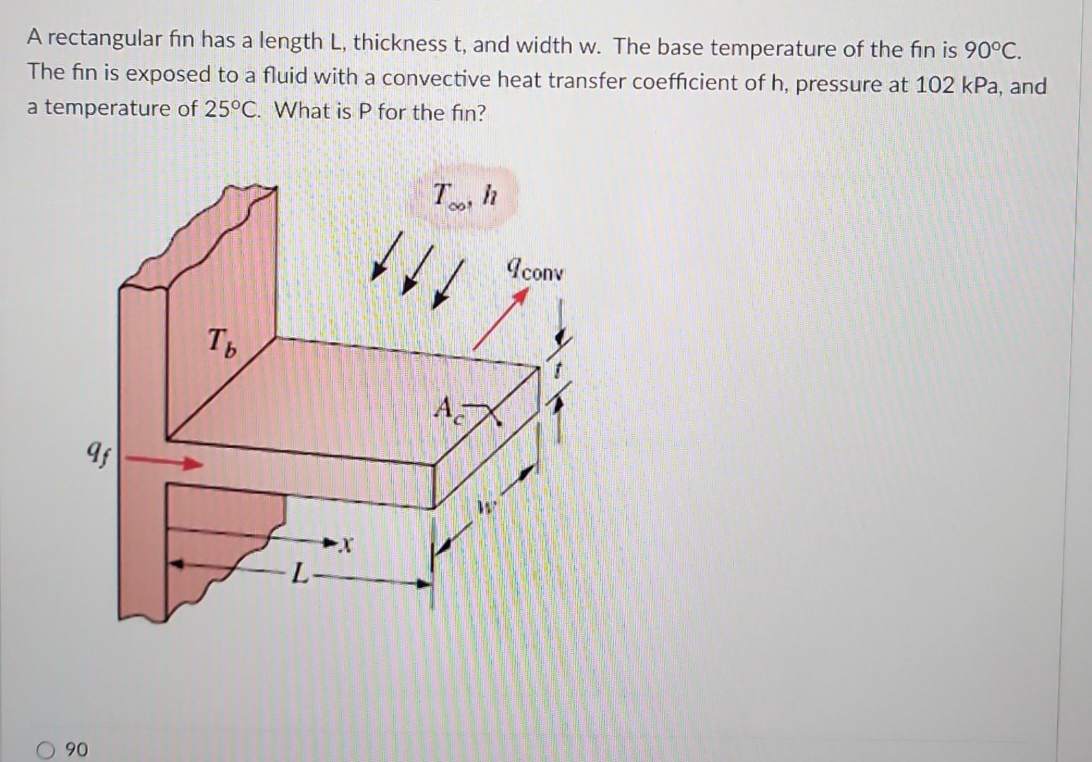 A rectangular fin has a length L, thickness t, and | Chegg.com
