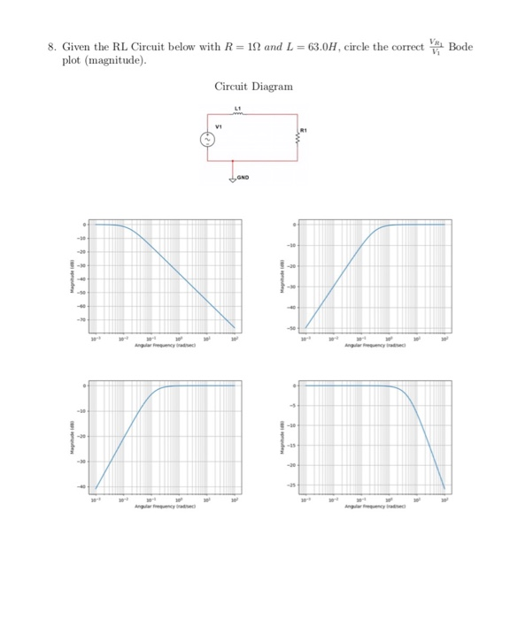 Solved 8. Given the RL Circuit below with R=12 and L = 63.0, | Chegg.com