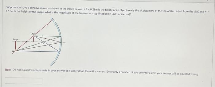 Solved Suppose you have a concave mirror as shown in the | Chegg.com