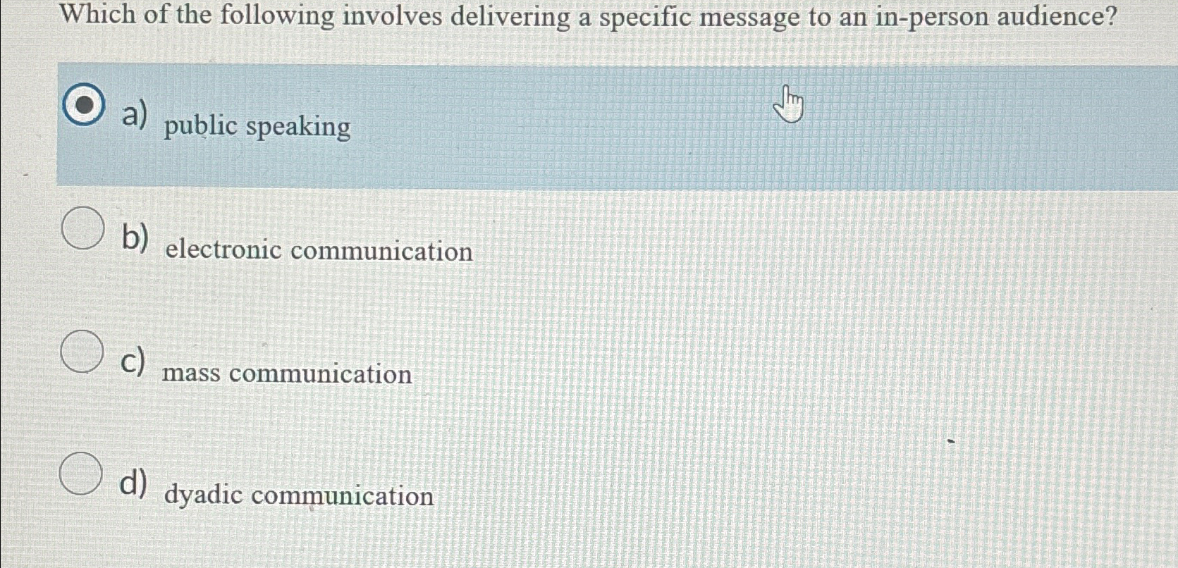 Solved Which of the following involves delivering a specific | Chegg.com